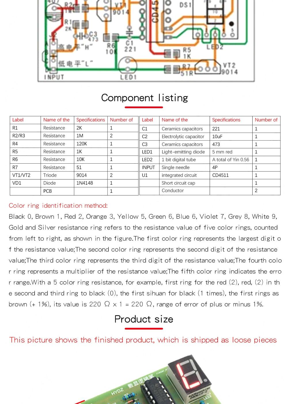 DIY LED pcb Digital Display LED Logic Pen Electronic Kit High and Low ...