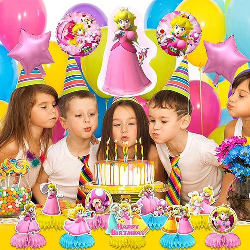 Princess Peach Birthday Balloon for Kids Mario Party Foil Ballon For ...