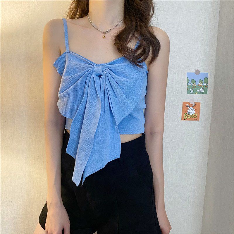 Bowen M-3XL For 40-100kg Plus Size Bow Knitted Small Tank Top Women's ...