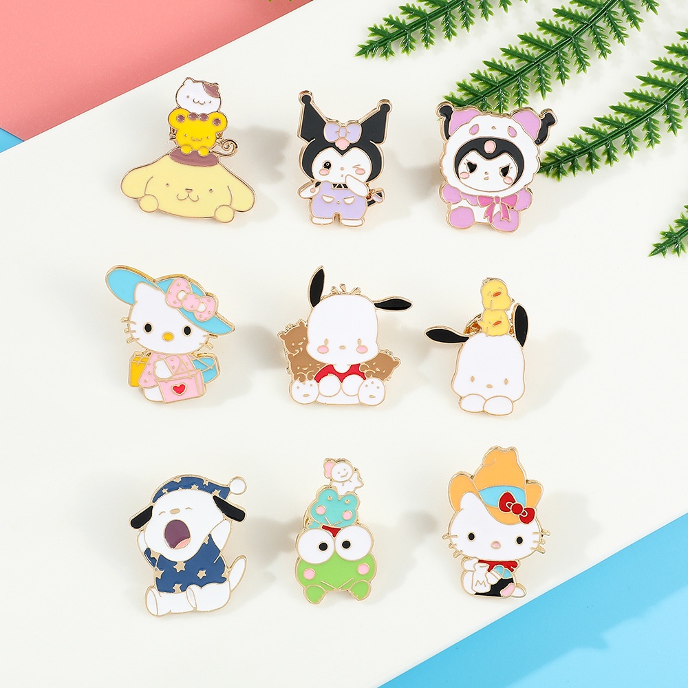 Cartoon Cute Sanrio Enamel Pins Kawaii Rabbit Kuromi Mymelody ...