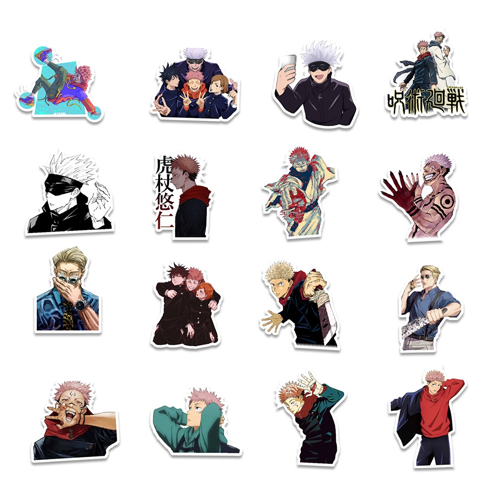 MUYA 50pcs Japanese Anime Jujutsu Kaisen Stickers Waterproof Cartoon ...