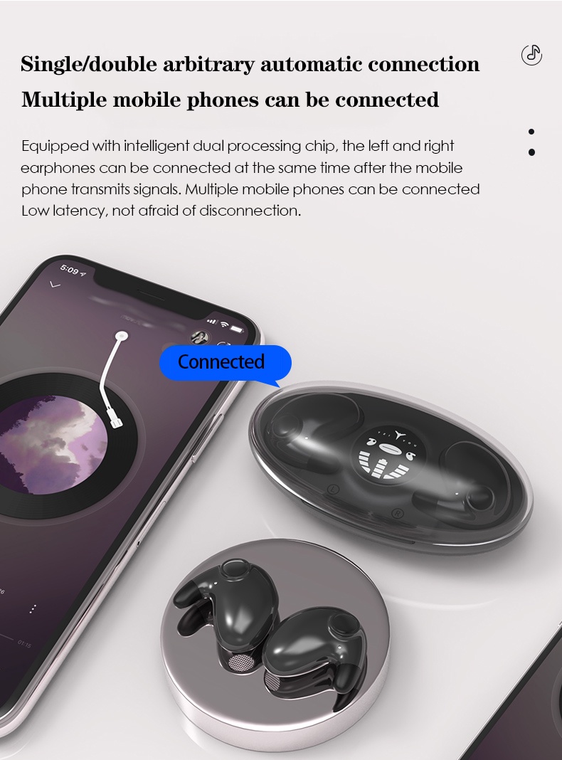 MD 538 Bluetooth Earphones LED Digital Display Earbuds Mini Hidden ...