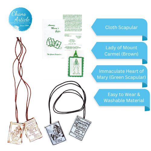 Our Lady of Mount Carmel Brown Cloth Scapular Big & Green Cloth ...