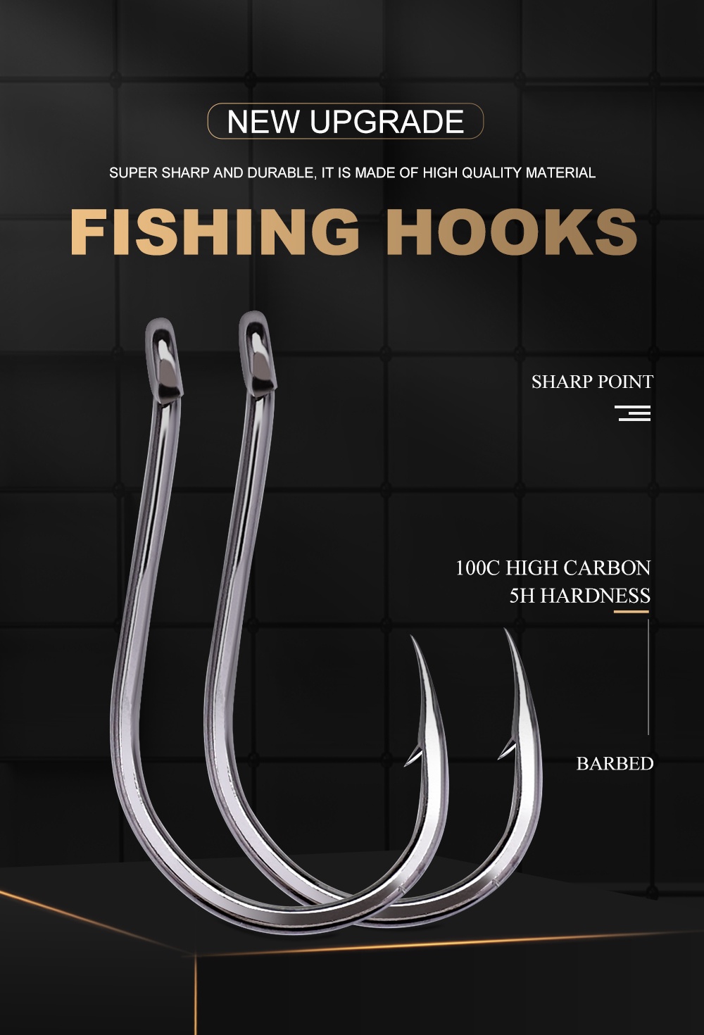 FTK 92669 Fishing Hook Ringed High Carbon Steel Barbed Hook Fishing ...