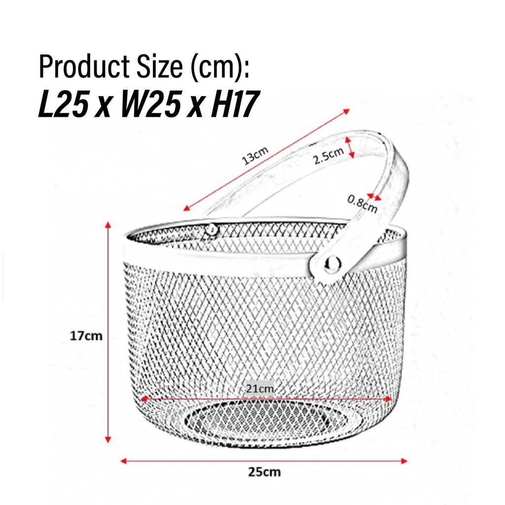 CK Open Mesh Wire Design Organizing Storage Basket Round Shape Bakul ...