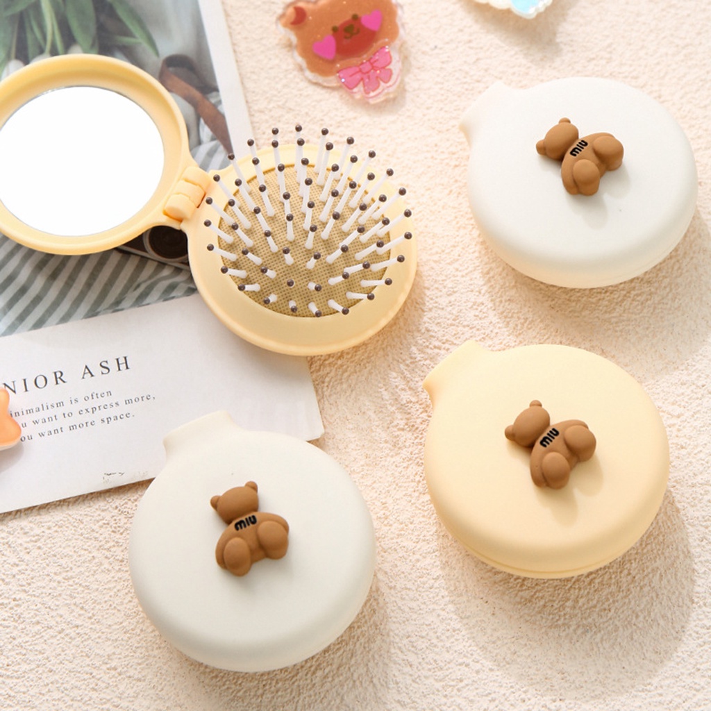 Cartoon Foldable Air Bag Comb Cute Mini Bear Travel Portable Massage ...