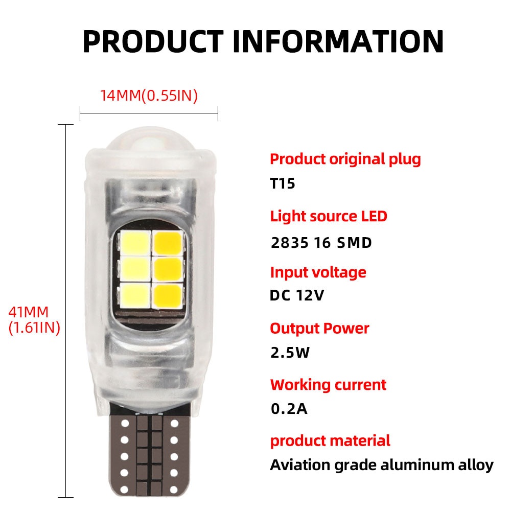 2pcs T15 Dual Contact LED W16W Motorcycle Turn Signal Light Dual Color ...