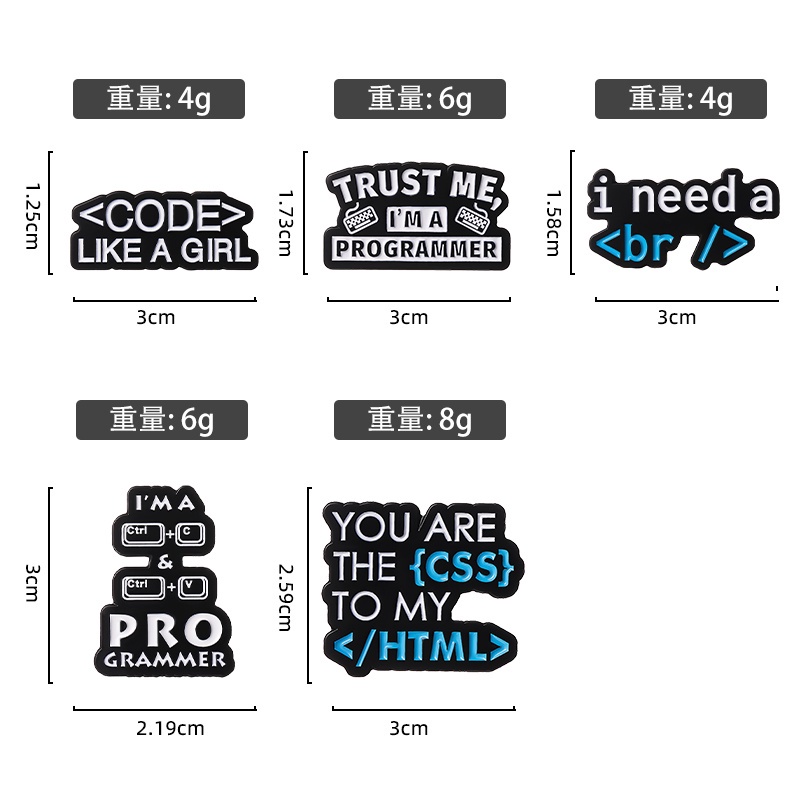 Black White Letter Enamel Pins Keyboard Alphabet Lapel Brooches Badge ...