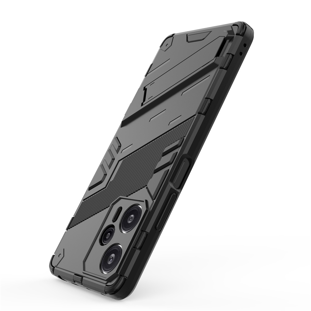 LENUO Punk Armor Phone Case For Xiaomi Poco F5 Pro Casing Folding Hidden Stand Shockproof All ...