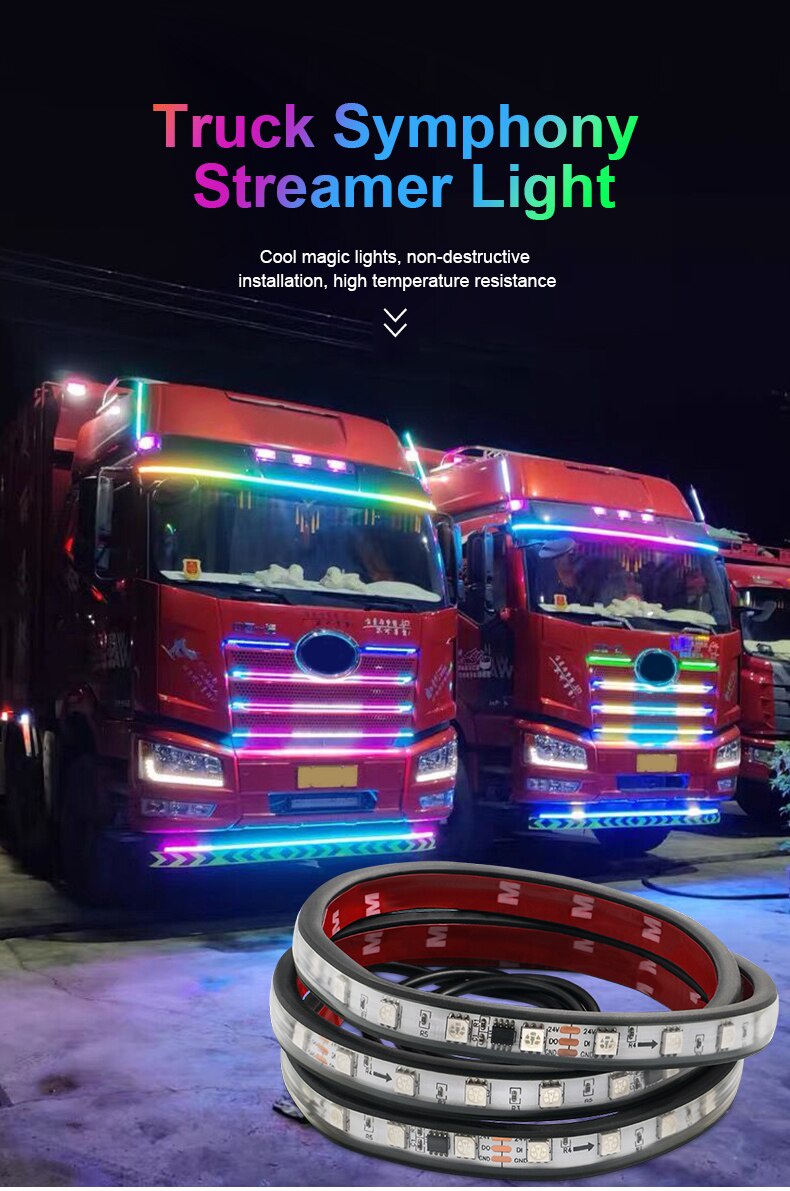 Led 24V Truck Light Strips RGB Flexible Colorful Atmosphere Lamp Light ...