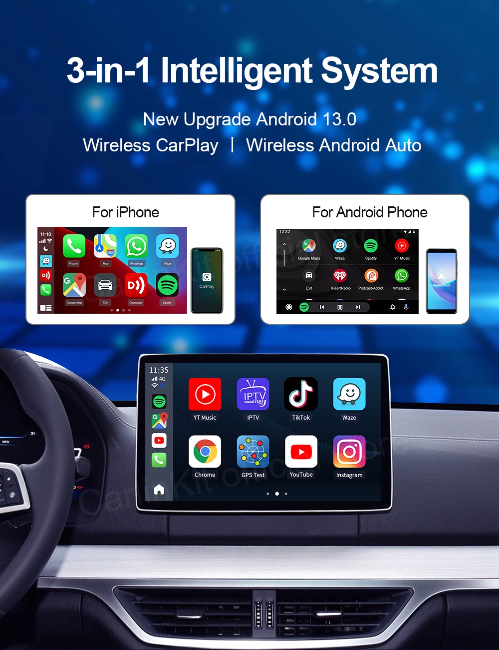 CarlinKit CarPlay Ai Box PLUS Android 13 8G+128G Wireless Android Auto CarPlay Adapter Qualcomm ...