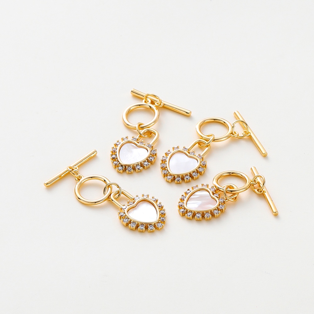 St.Kunkka 2pcs 18k Color Retention Gold-Plated White Shell Peach Heart Ot Buckle Non-Fading Non ...