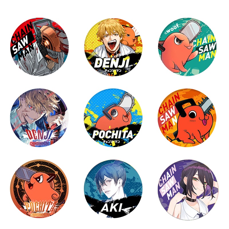 58mm Anime Chainsaw Man Characters Badges Denji Pochita Makima Aki
