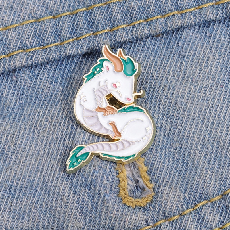 Anime Spirited Away Haku Enamel Pins White Dragon Lapel Brooches Hayao ...