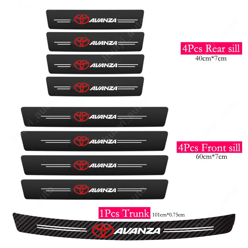 Toyota Avanza Car Door Sill Sticker Anti-Scratch Carbon Fiber leather ...