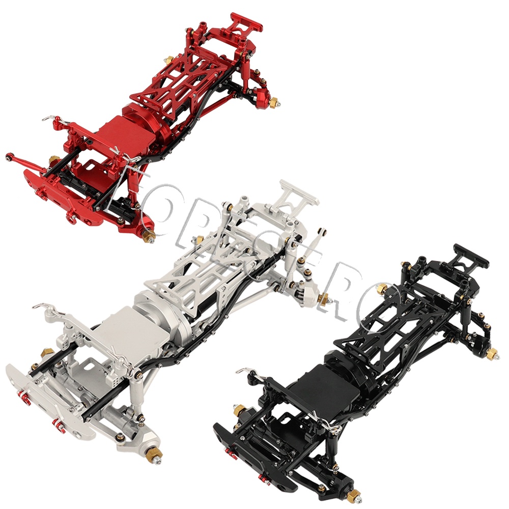 4WD Metal Full Chassis Frame Refit Kit with Front Rear Steering axle Bumper Wheels Hub Rim for ...