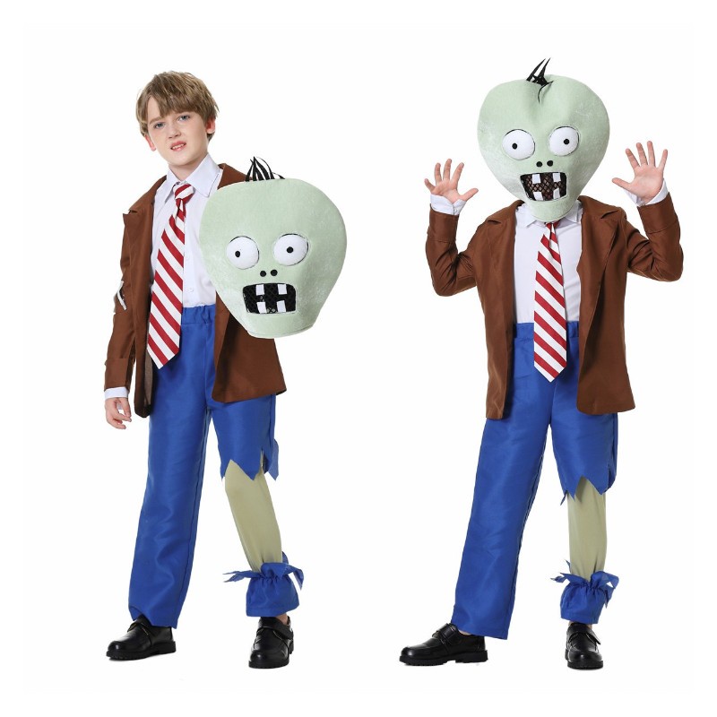 Game Plants Vs. Zombies Cosplay Costume Set Halloween Jumpsuit Dress Up ...