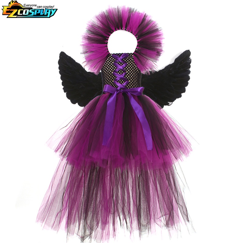 Disney Maleficent Costume Deluxe Girls Halloween Carnival Party Black ...