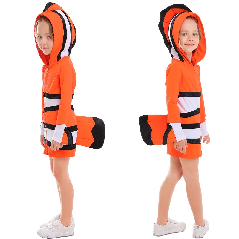 Finding Nemo Costume Cosplay Orange Stripe Hooded Dress For Woman ...