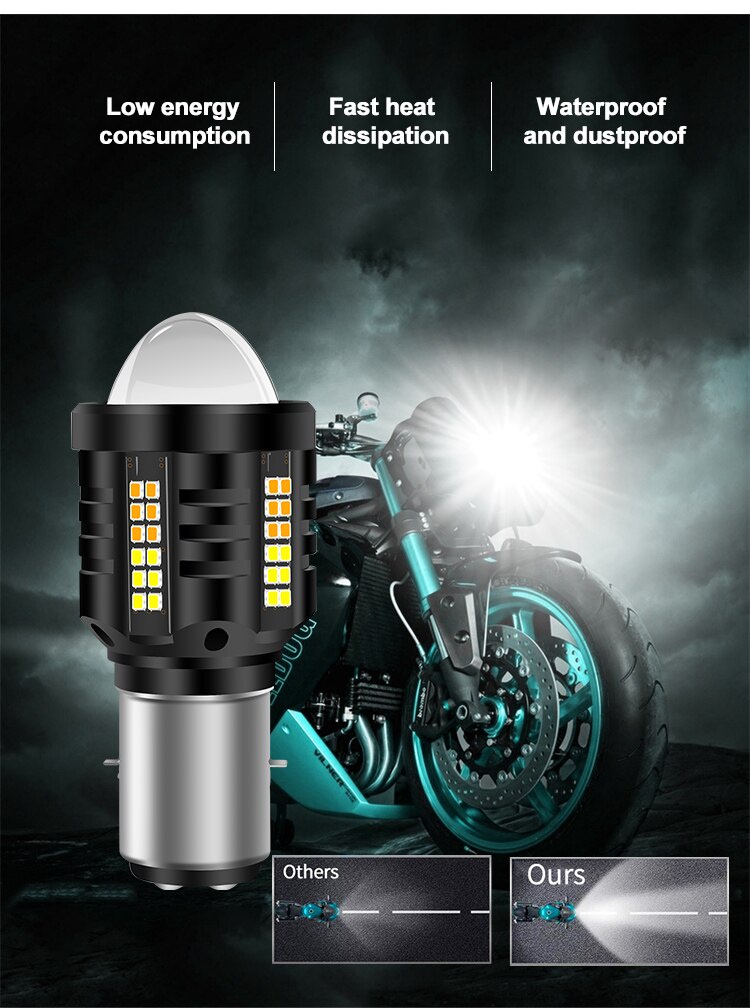 1Pcs P15d Ba20d H6 LED Motorcycle Headlight H4 Lens Signal Lamp Hi-Lo ...