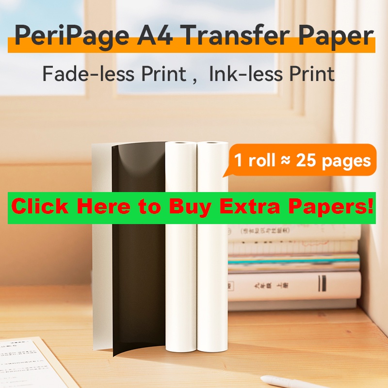 PeriPage A40 Printer A4 Paper Portable USB Bluetooth Wireless Thermal ...