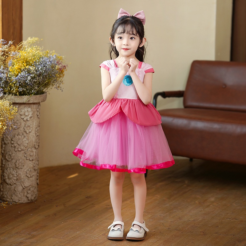2Colors Princess Peach Super Mario Bros Costume Mesh Dress For Girls ...