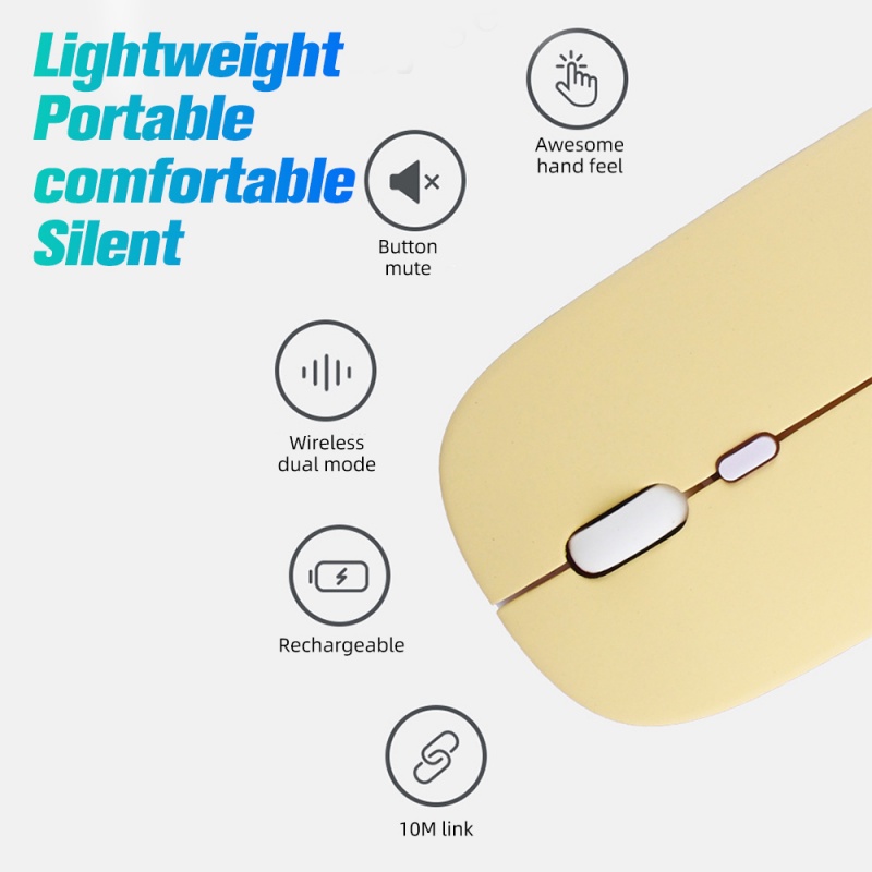 2.4Ghz Bluetooth Wireless Rechargeable Mouse Ergonomic Mini USB Silent ...