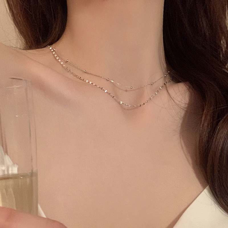 Roselife Korean Silver Double Layer Little Ball Scale Chain Choker ...