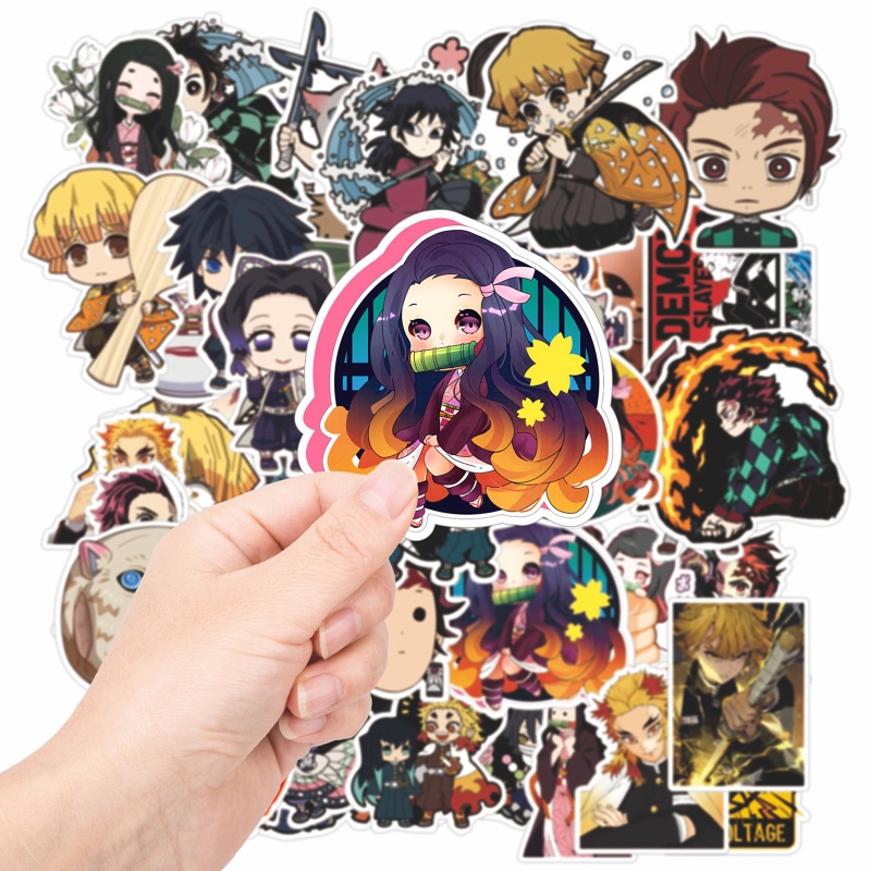 50pcs Demon Layer Anime Cartoon Theme Party Stickers Cute Kamado Nezuko ...