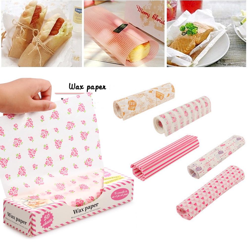 50PCS Wax Paper Food Grade Grease Paper Food Wrappers Wrapping Paper ...