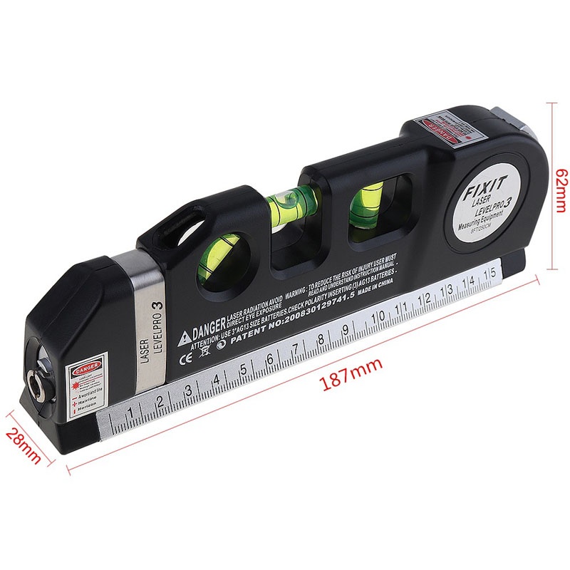 4In1 Multipurpose Spirit Level Laser Horizon Vertical Measure Tape ...
