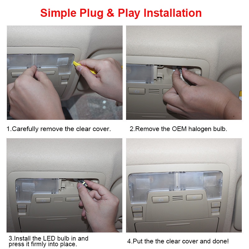 10Pcs LED Interior Dome Map Trunk License Plate Light Kit For Toyota ...