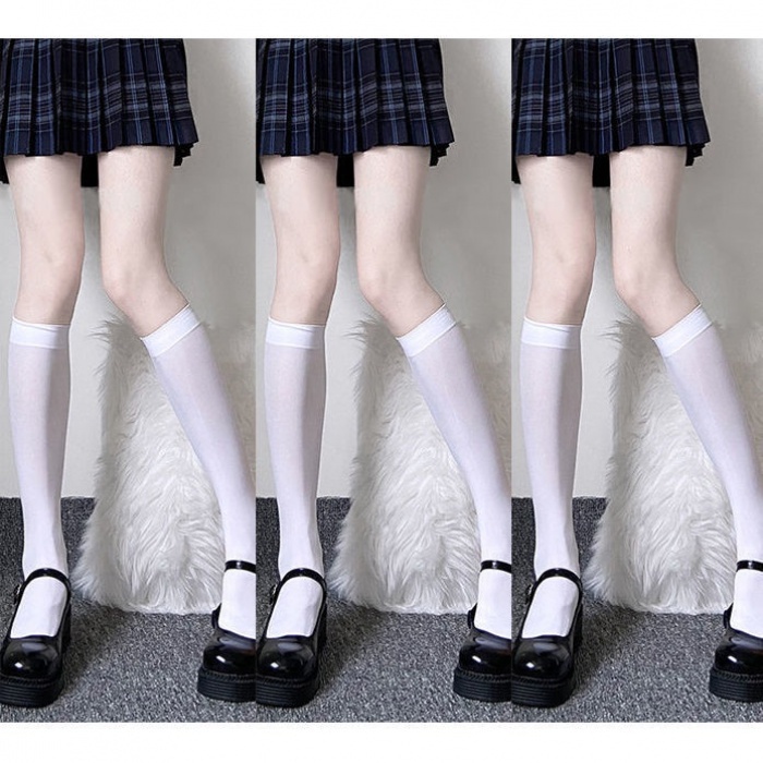JK School Socks Black velvet calf half tube socks Knee High Socks ...