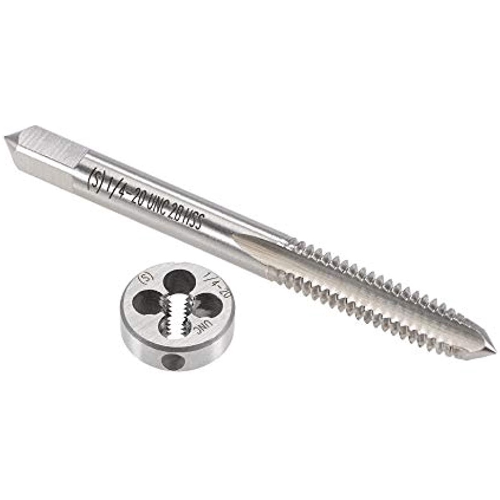 1/4"-20 UNC Tap and Die Set, HSS Machine Thread Tap with Round ...