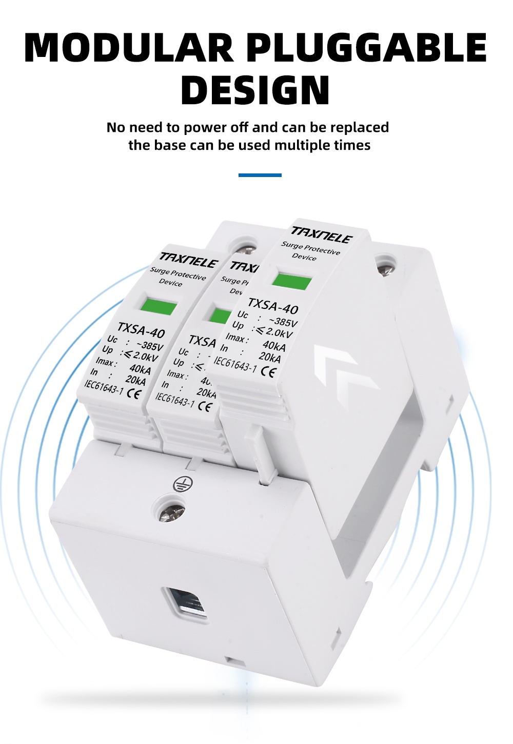 SPD 3 Phase Surge Protector Low Voltage AC Distribution Household ...