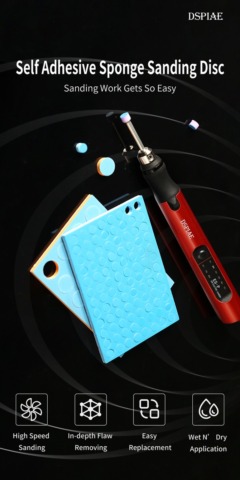 DSPIAE SS-C01 Self Adhesive Sponge Sanding Disc Military Model Making ...