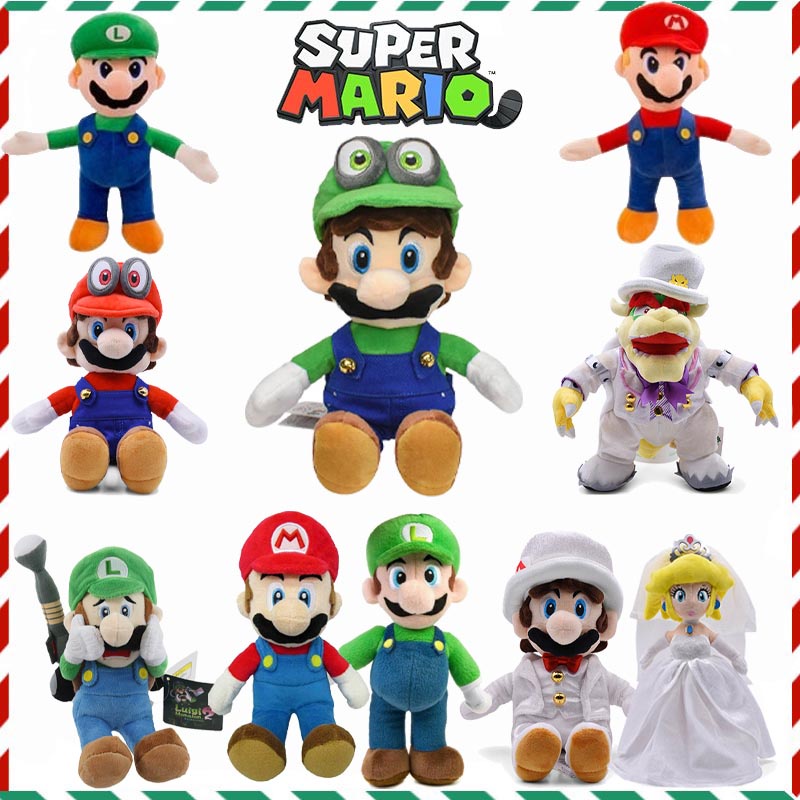 18-50cm Game Super Mario Green Luigi Sit Plush Toy Stuffed Doll Child ...