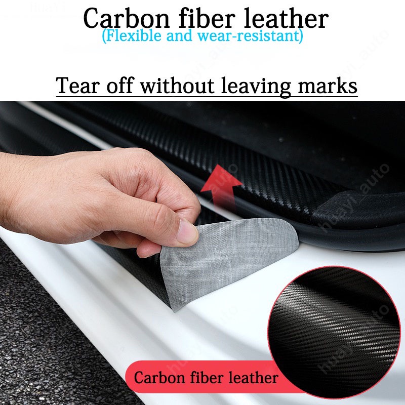 Nissan Navara Car Door Sill Sticker Anti-Scratch Carbon Fiber leather ...