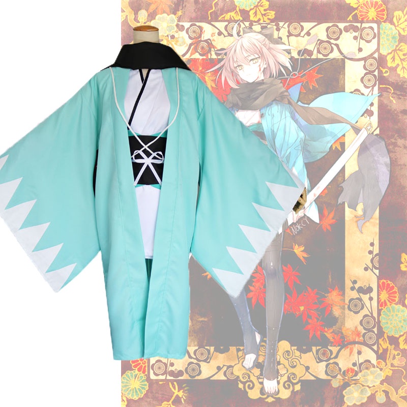 Fate Grand Anime Order Cosplay Costume Okita Souji Cosplay Kimono Cloak ...