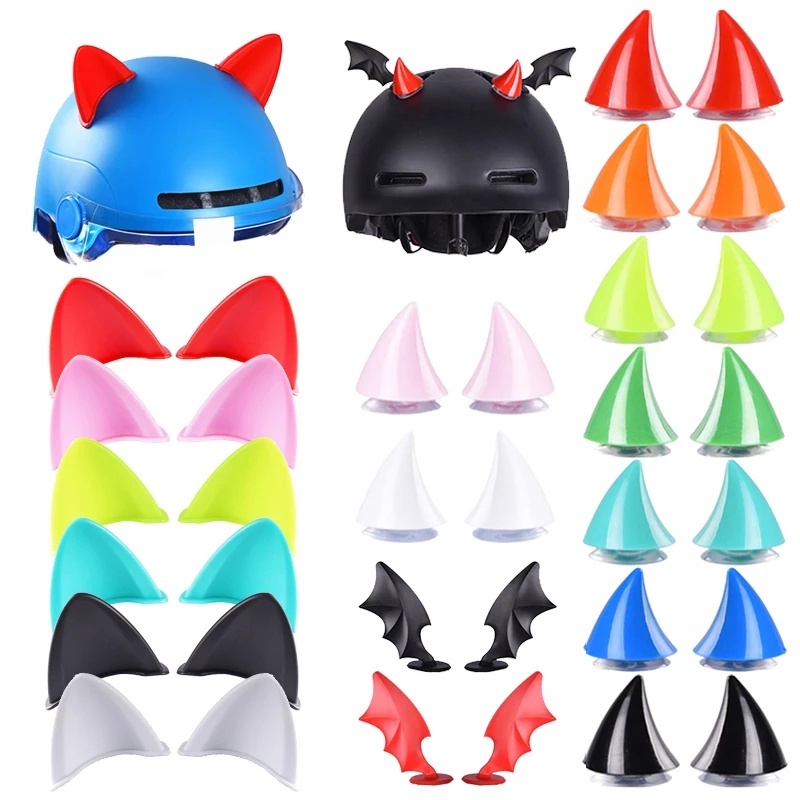 Male Female Motorcycle Helmet Attachments 3D Cute Cartoon Cat Ear ...