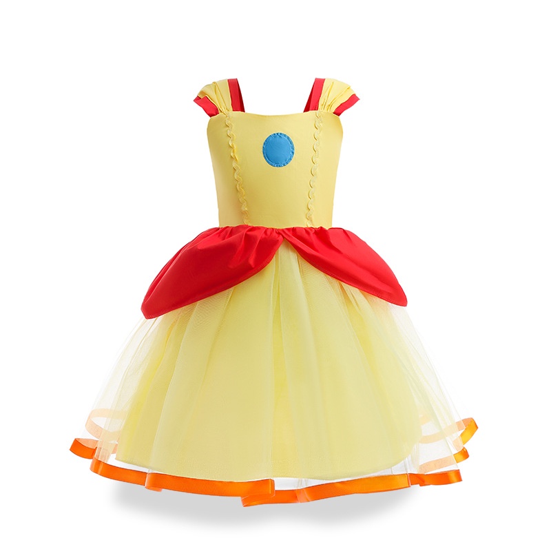 2Colors Princess Peach Super Mario Bros Costume Mesh Dress For Girls ...