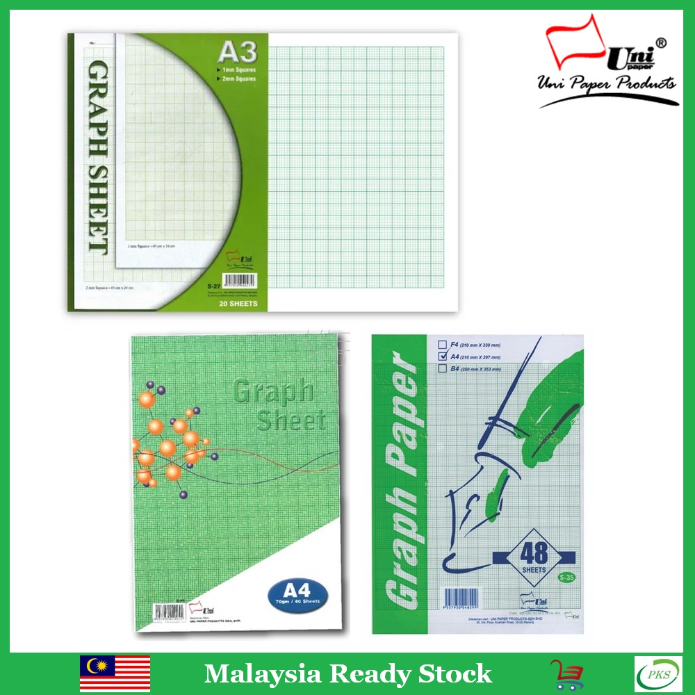 Uni Paper A4/A3 Graph Sheet Graph Paper 1mm/2mm Square Double Sided | Shopee Philippines