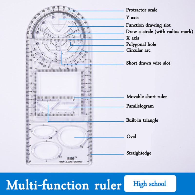 Multifunctional Drawing Ruler Geometric Function Drawing Measuring ...