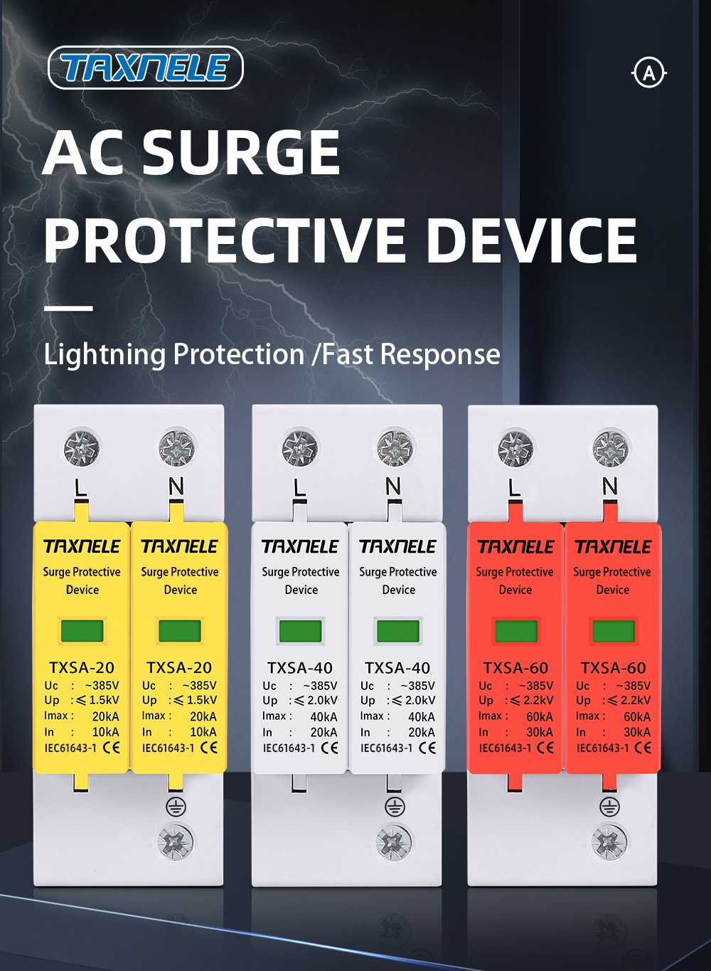 SPD 2P Surge Protector Low Voltage AC Distribution Household Lightning ...