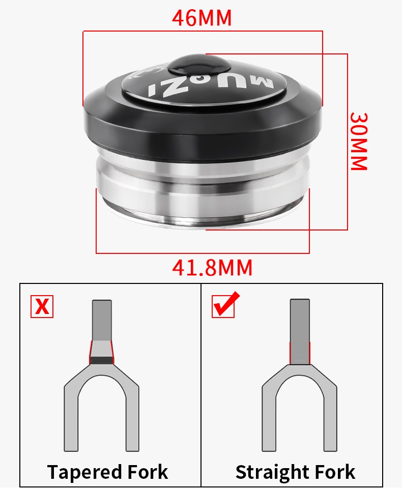 MUQZI 42mm Headset MTB Road Bike Double Bearing Headset Semi-Integrated ...