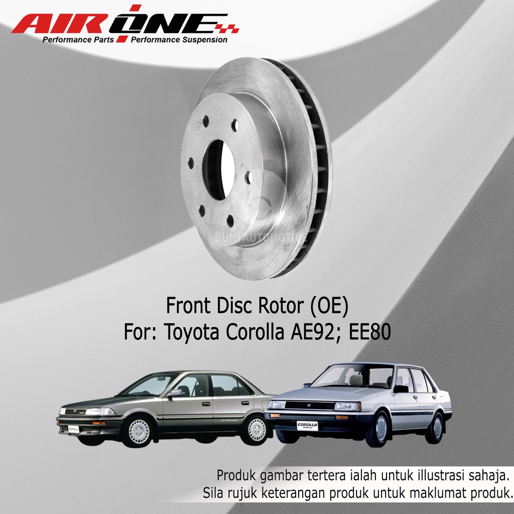 Toyota Corolla AE92 EE80 Front (Depan) Disc Rotor Brake Disc 2pcs ...
