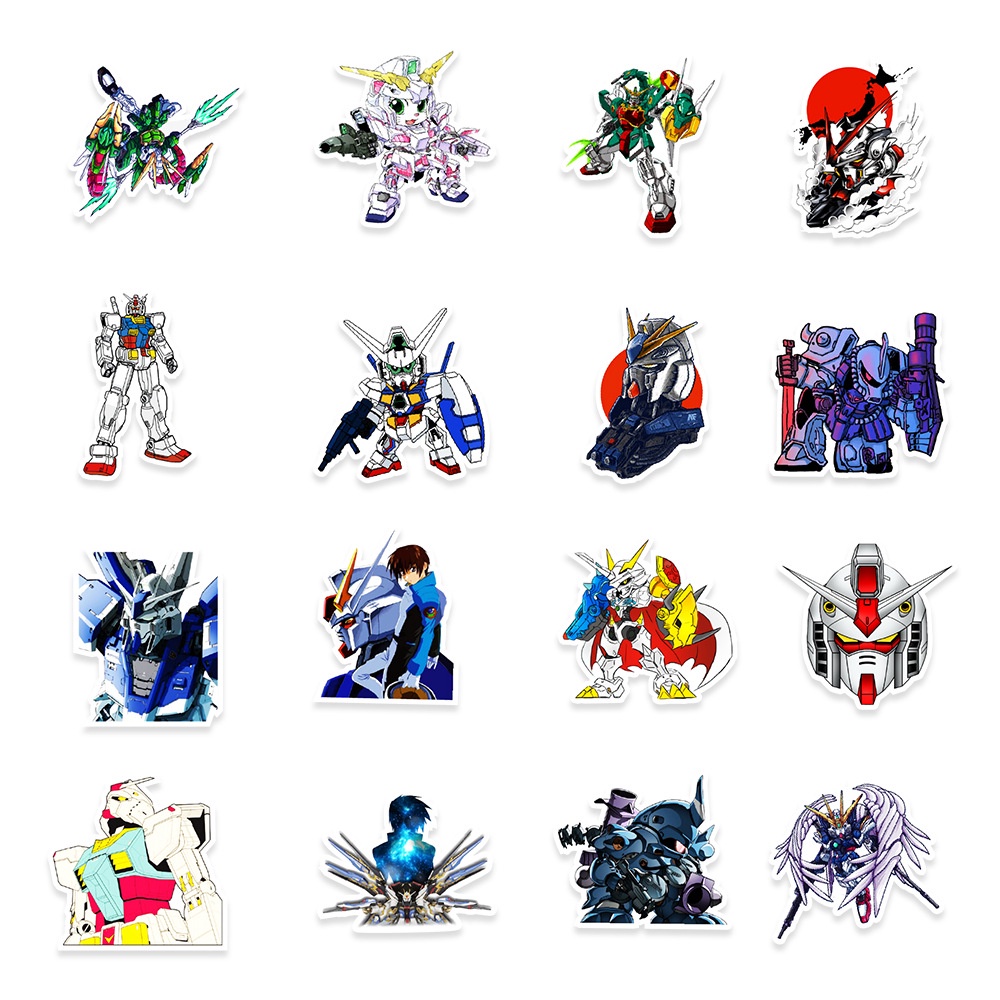 MUYA 50pcs GUNDAM Japanese Anime Stickers Waterproof Graffiti Vinyl ...