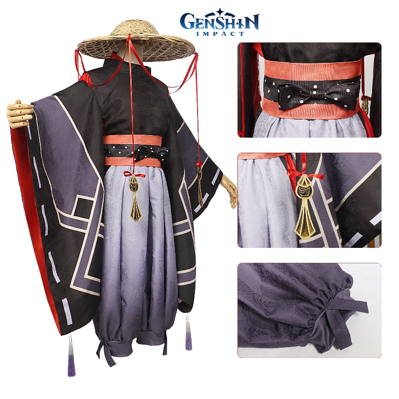 Trendy Genshin Impact Black Main Cosplay Suit Polyester Fabric Korean ...