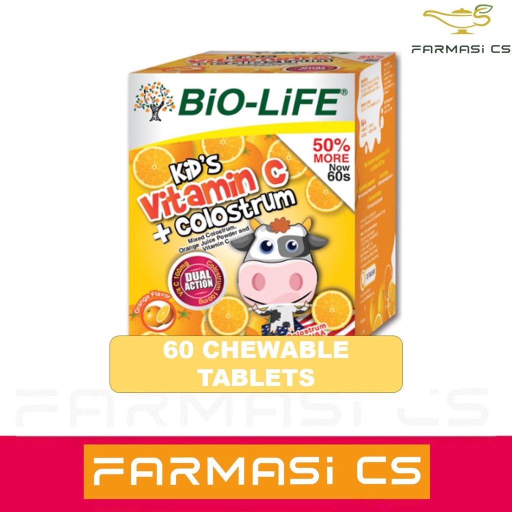Bio-Life Kid's Vitamin C + Colostrum 60 Chewable Tablets (Orange ...