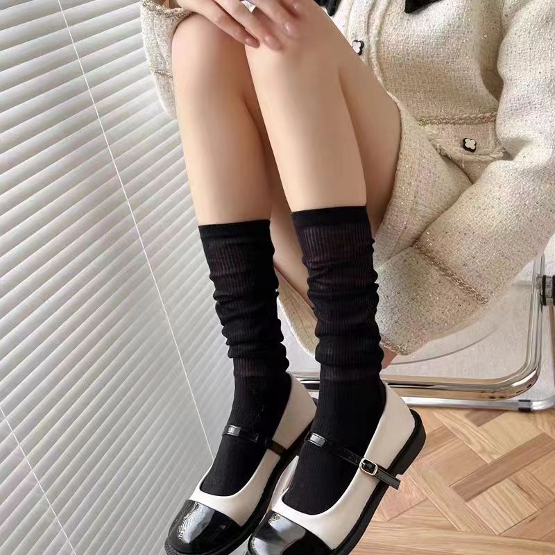 Spring/Summer Thin Women's Solid Color Calf Socks Flesh Penetrating ...